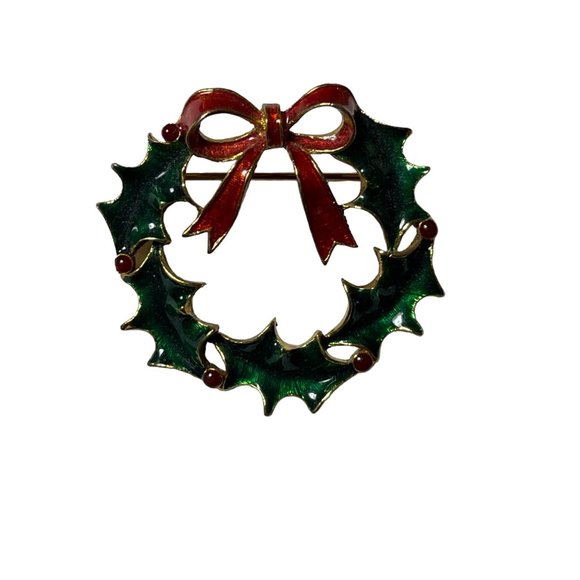 Eisenberg | Accessories | Eisenberg Ice Vintage Enameled Red Bow Green ...